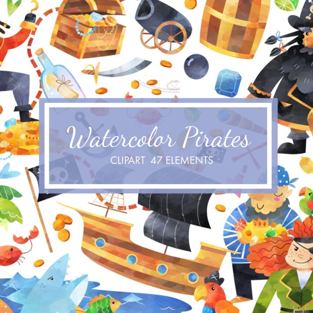 Watercolor Pirates Clipart – MasterBundles
