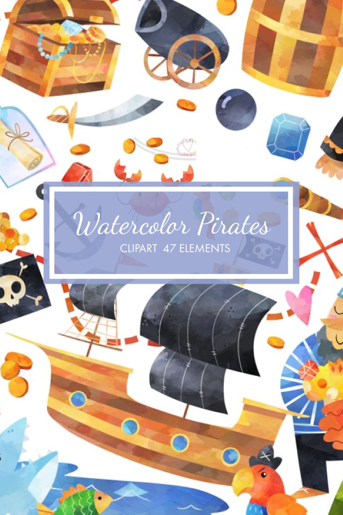 Watercolor Pirates Clipart – MasterBundles