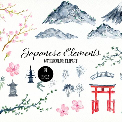 Japanese Elements Clip Art | Master Bundles