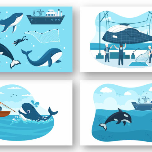 8 Whale Hunting Illustration - MasterBundles