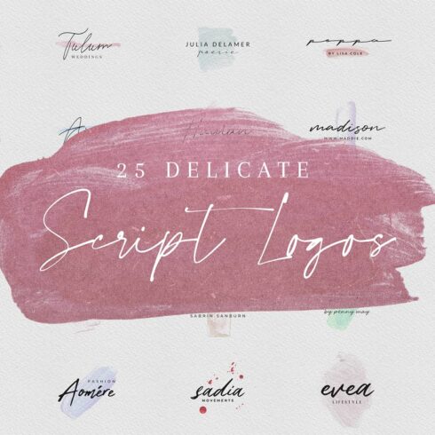 Feminine Script Logos W. Watercolor | MasterBundles