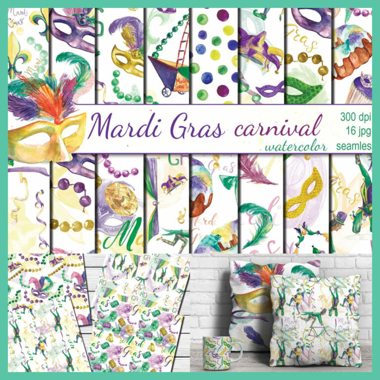 Mardi Gras Carnival Patterns – MasterBundles