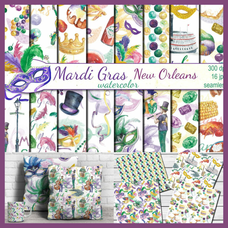 Mardi Gras New Orleans Patterns – MasterBundles