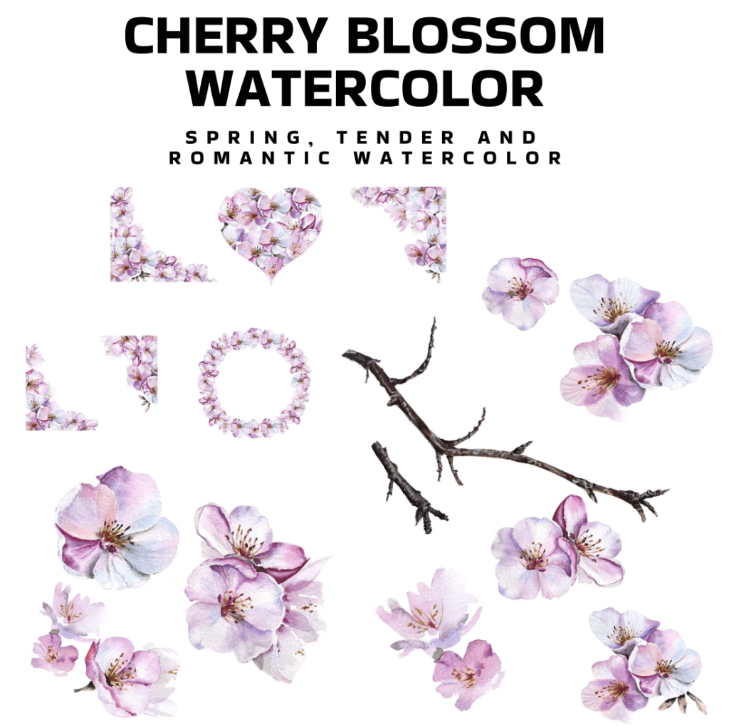 Watercolor Cherry Blossom Sakura Bud – MasterBundles