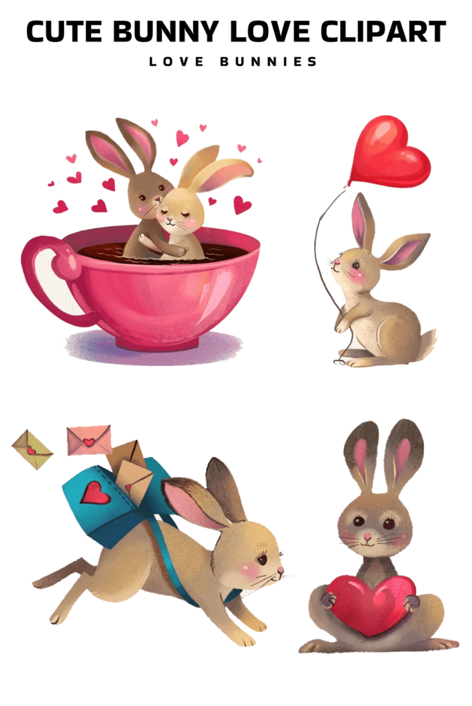 Cute Bunny Love Clipart – MasterBundles