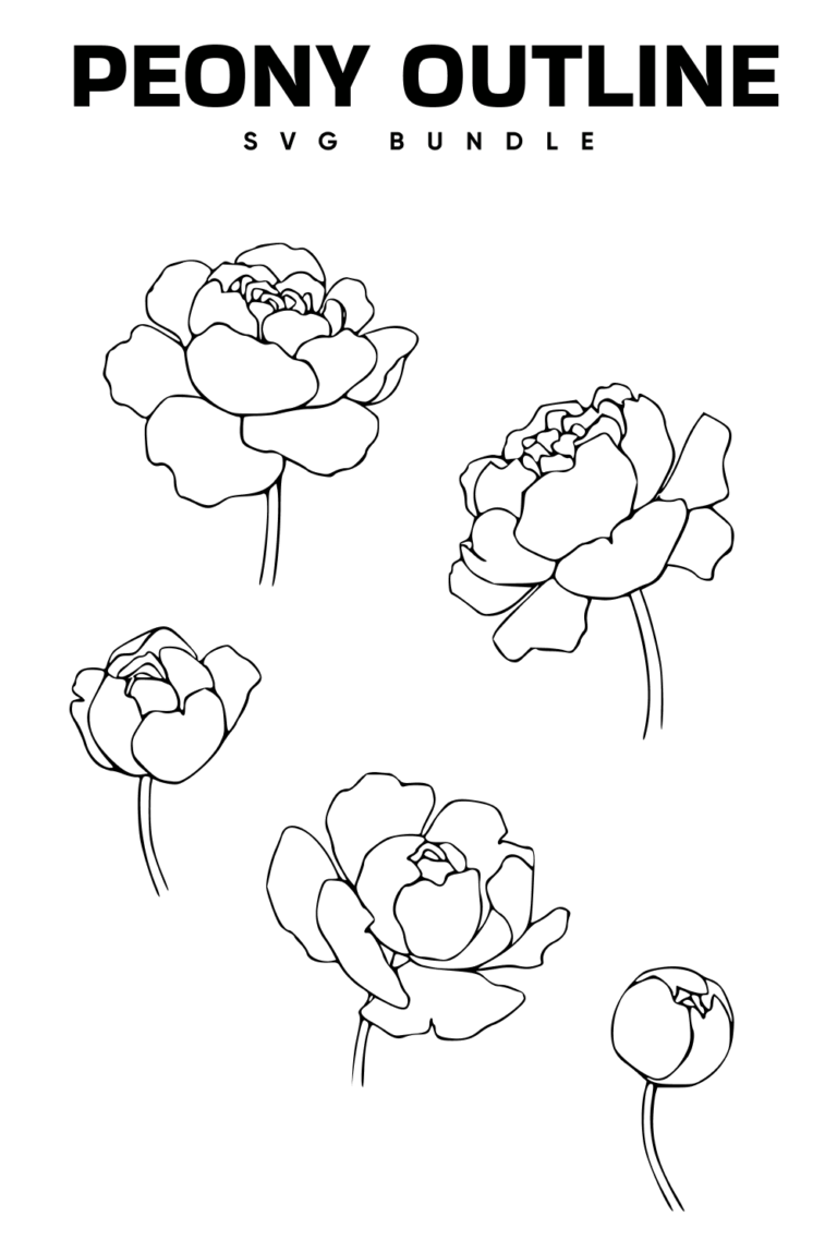 Peony Outline SVG – MasterBundles