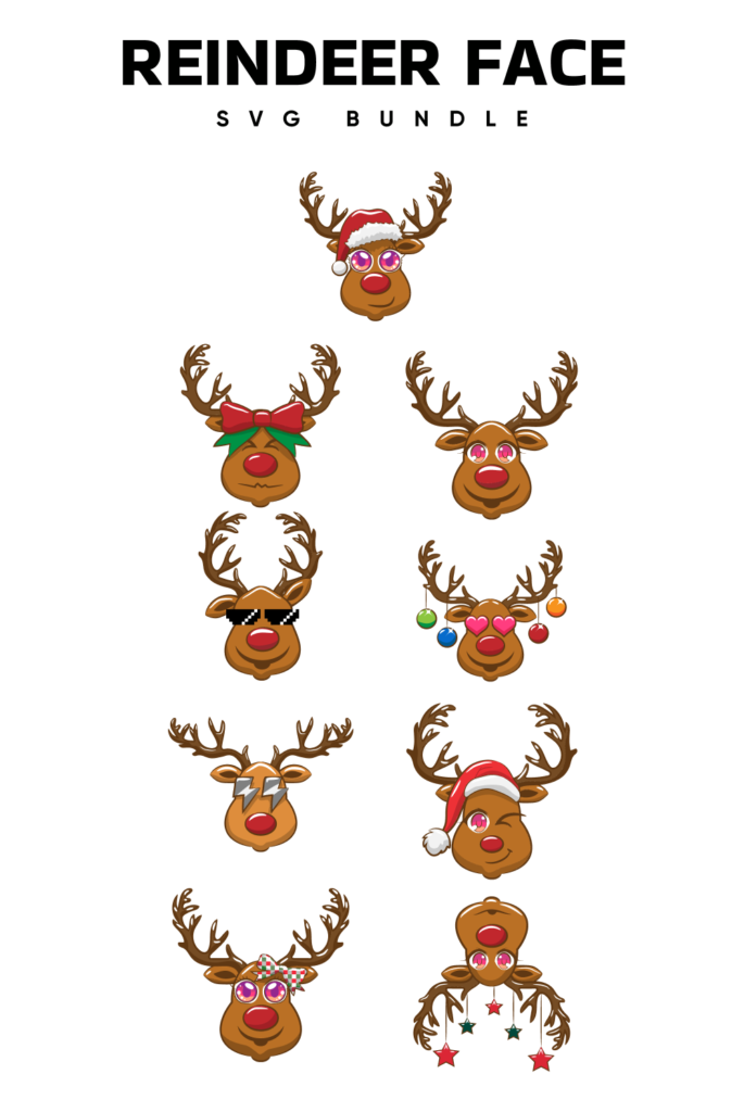 Reindeer Face SVG Free – MasterBundles