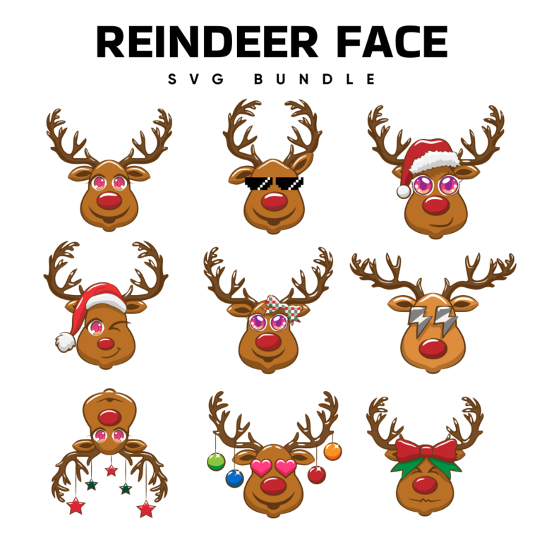 Reindeer Face SVG Free – MasterBundles
