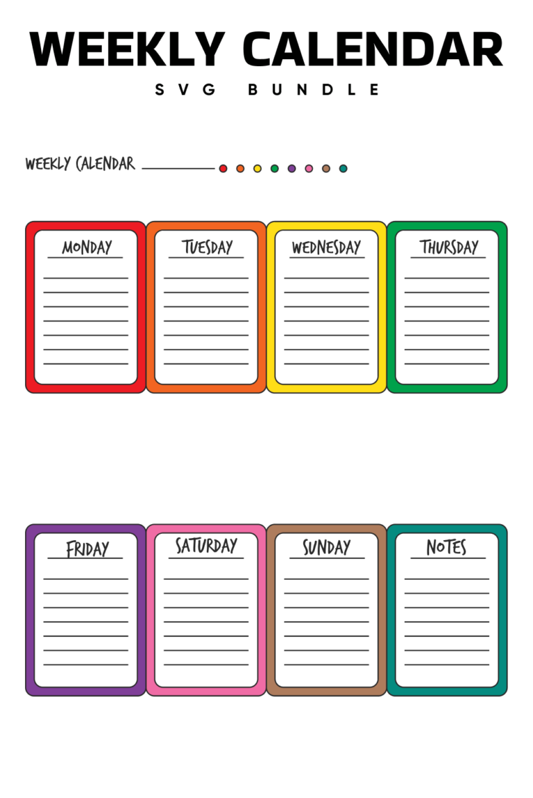 Weekly Calendar SVG – MasterBundles