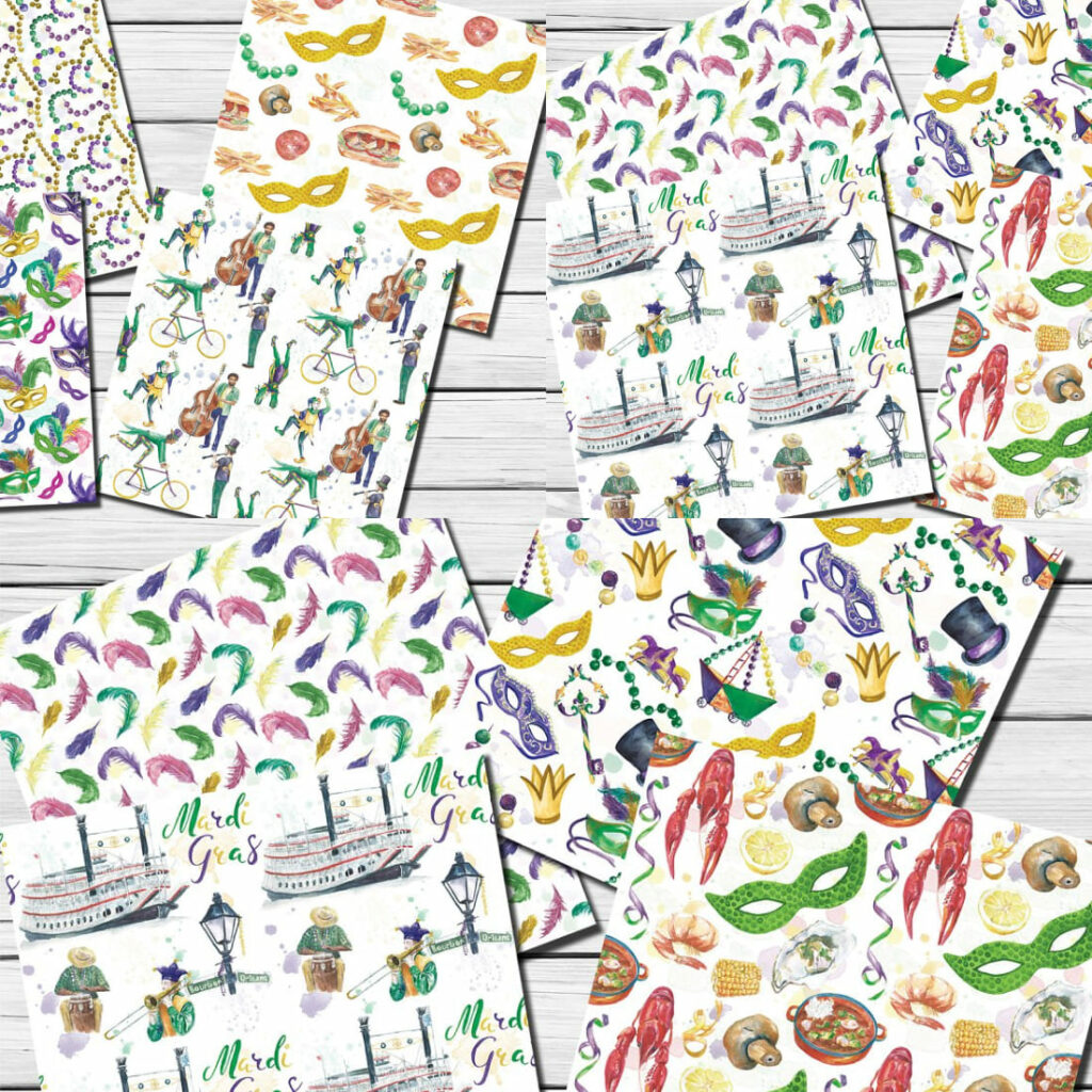 Mardi Gras New Orleans Patterns – MasterBundles