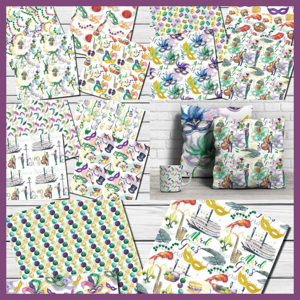 Mardi Gras New Orleans Patterns – MasterBundles