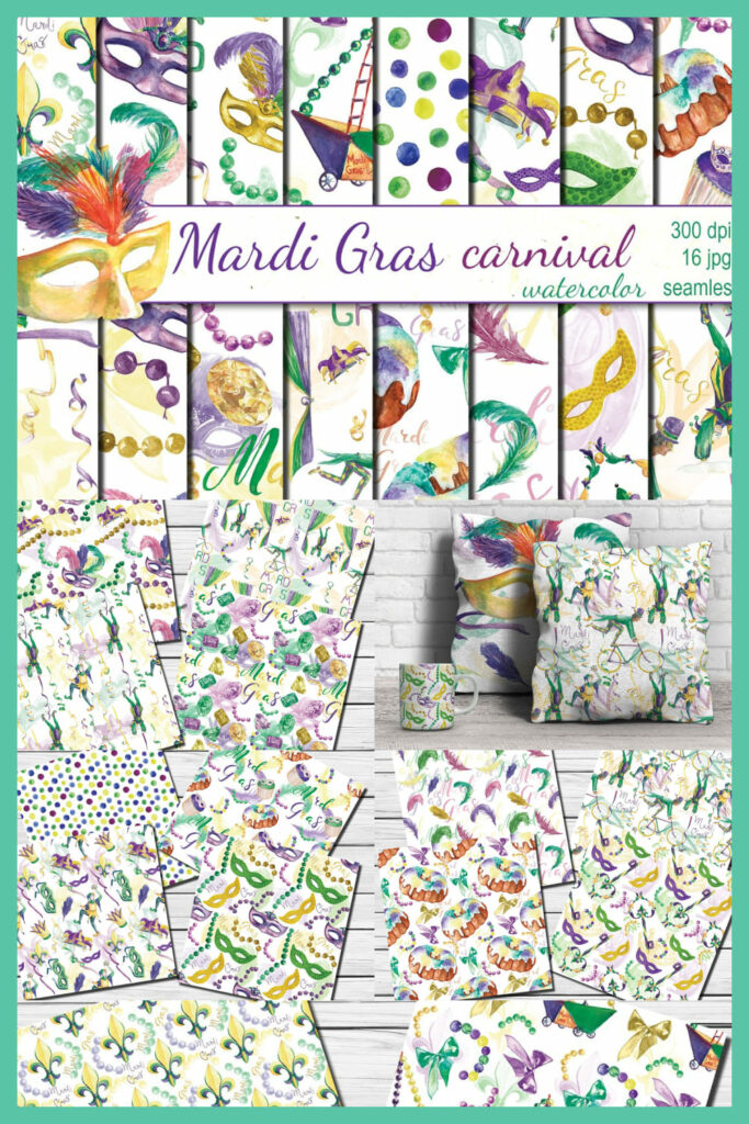 Mardi Gras Carnival Patterns – MasterBundles