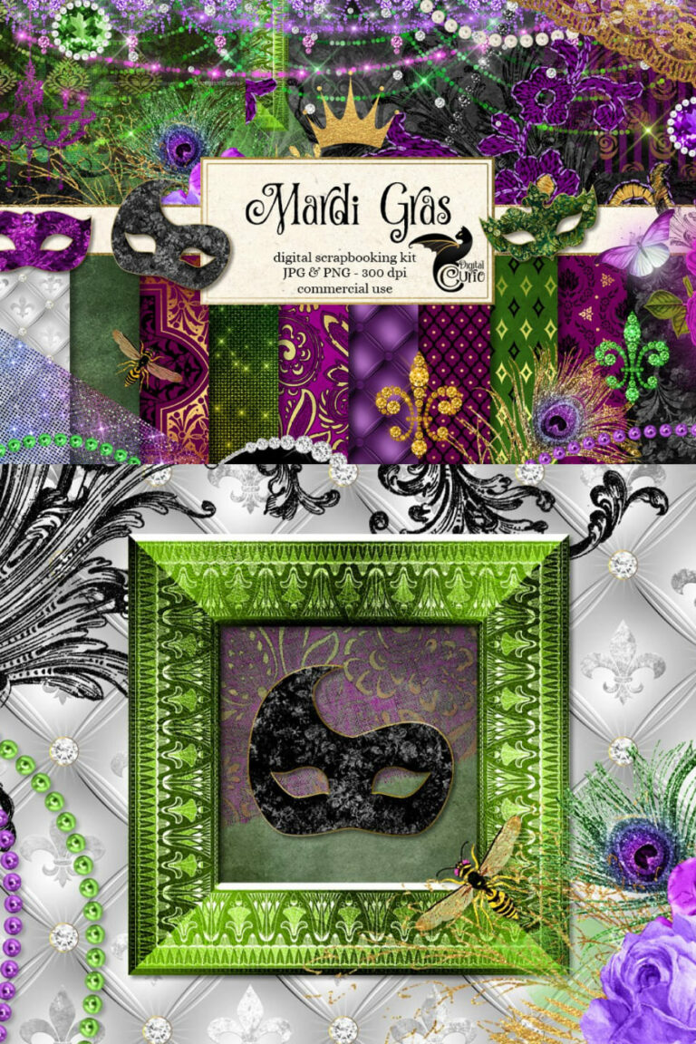 Mardi Gras Digital Scrapbook Kit – MasterBundles