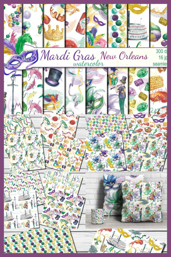 Mardi Gras New Orleans Patterns – MasterBundles