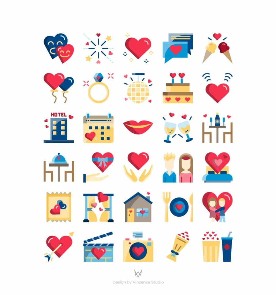 30 Date Night Icon Sets – MasterBundles