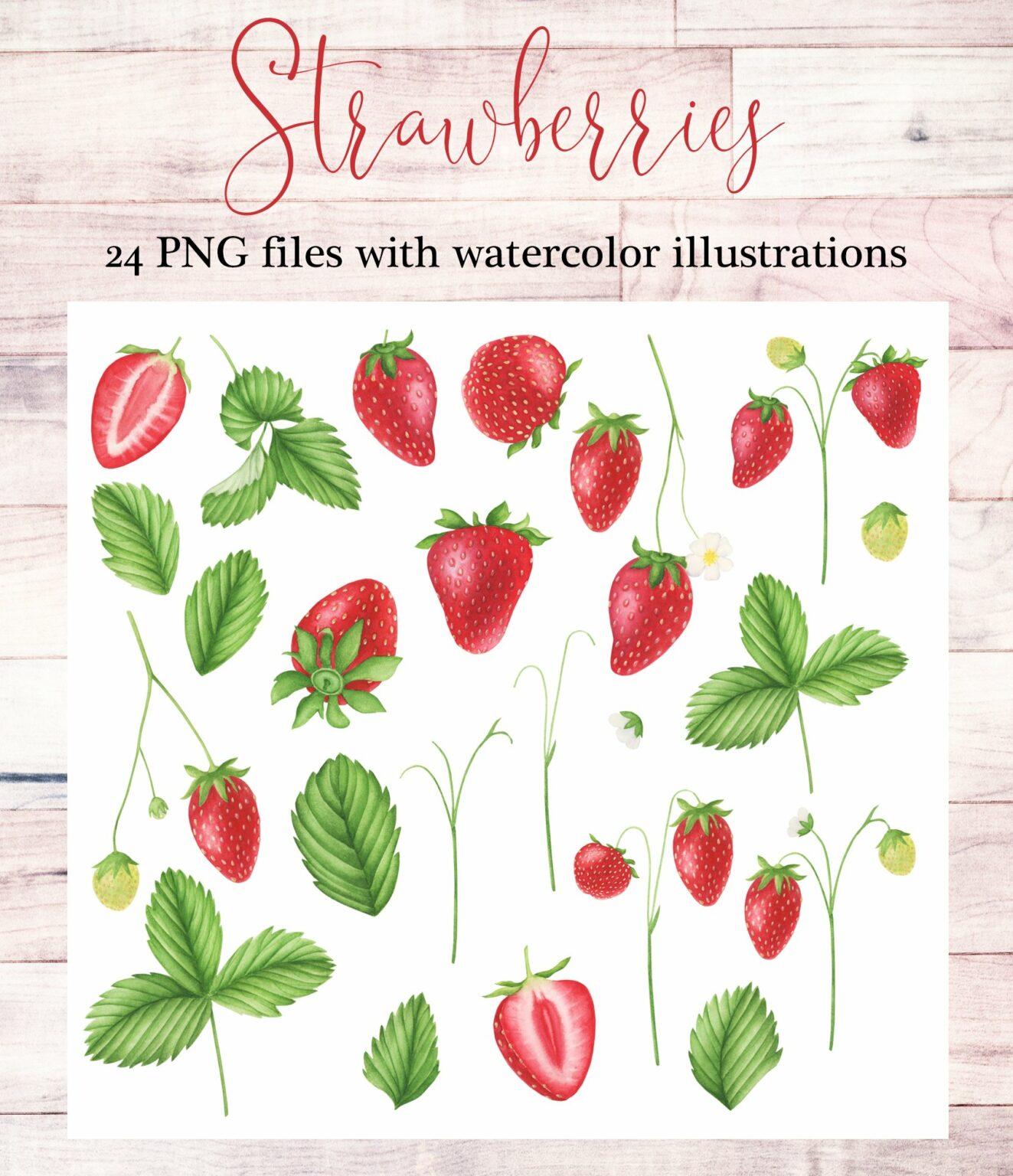 Strawberries Watercolor Clipart – MasterBundles