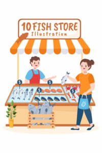 10 Fish Store Design Illustration - MasterBundles