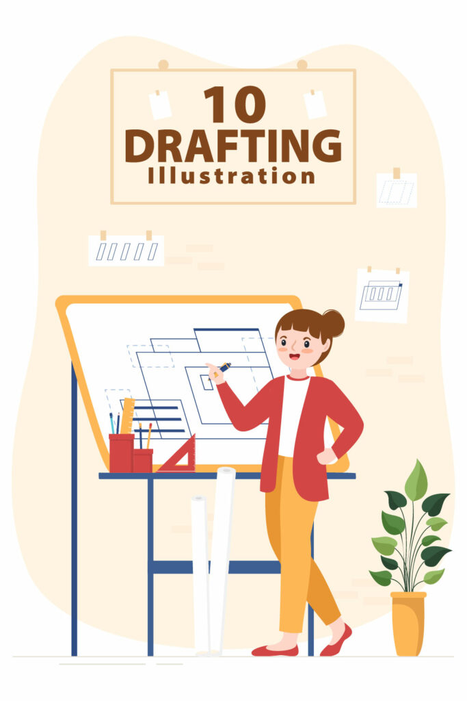 10 Drafting Working Illustration - MasterBundles