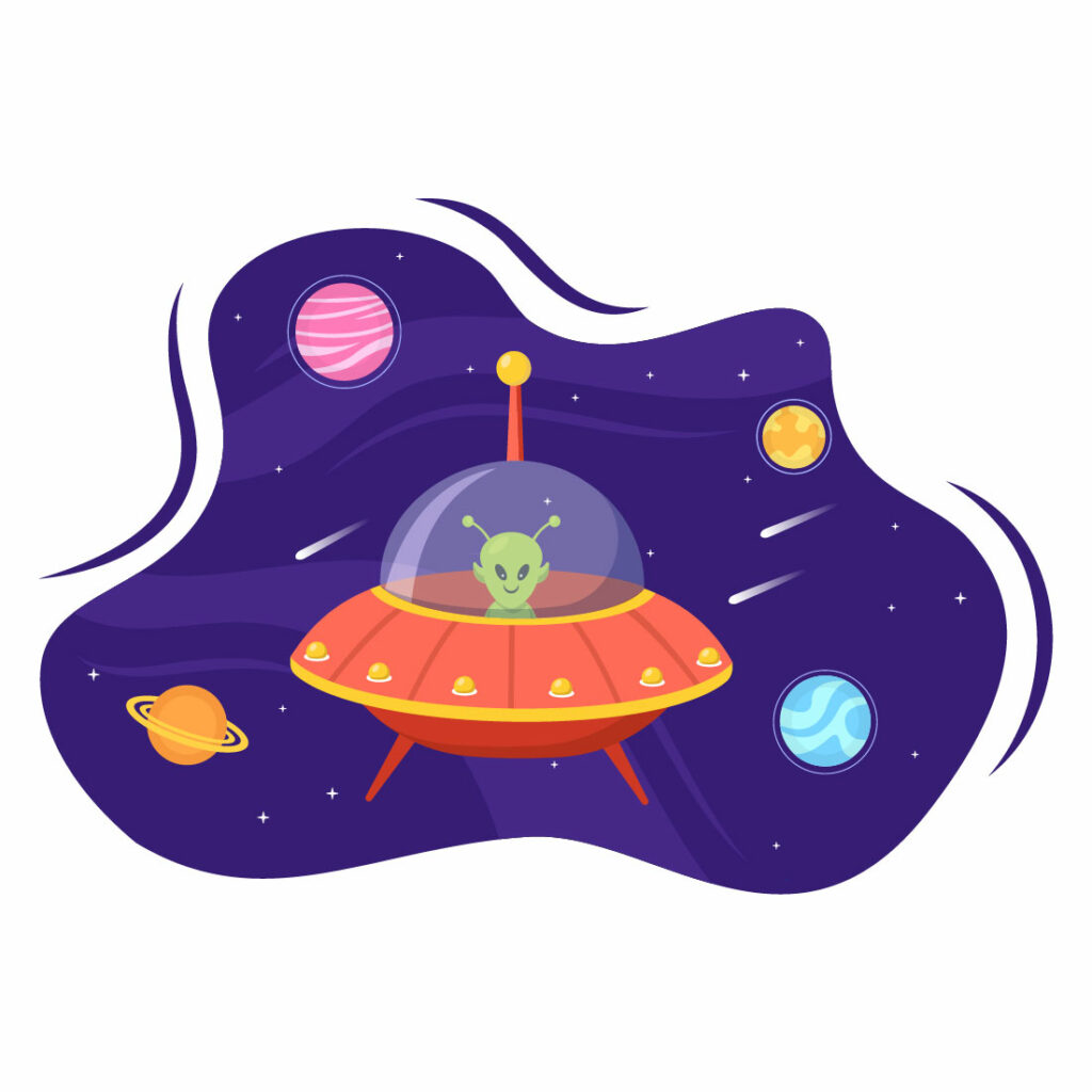 14 UFO Flying Spaceship Illustration - MasterBundles