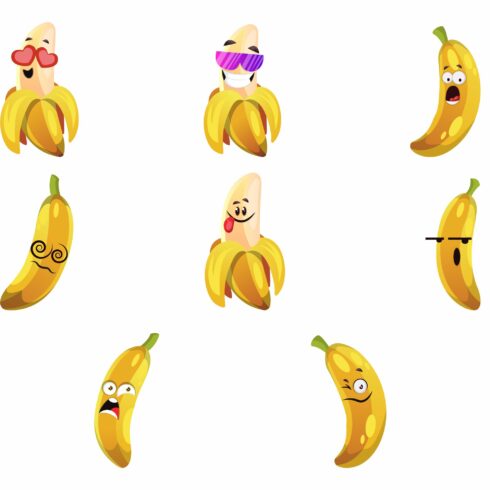 10 Banana Emotions Character Illustrations | MasterBundles