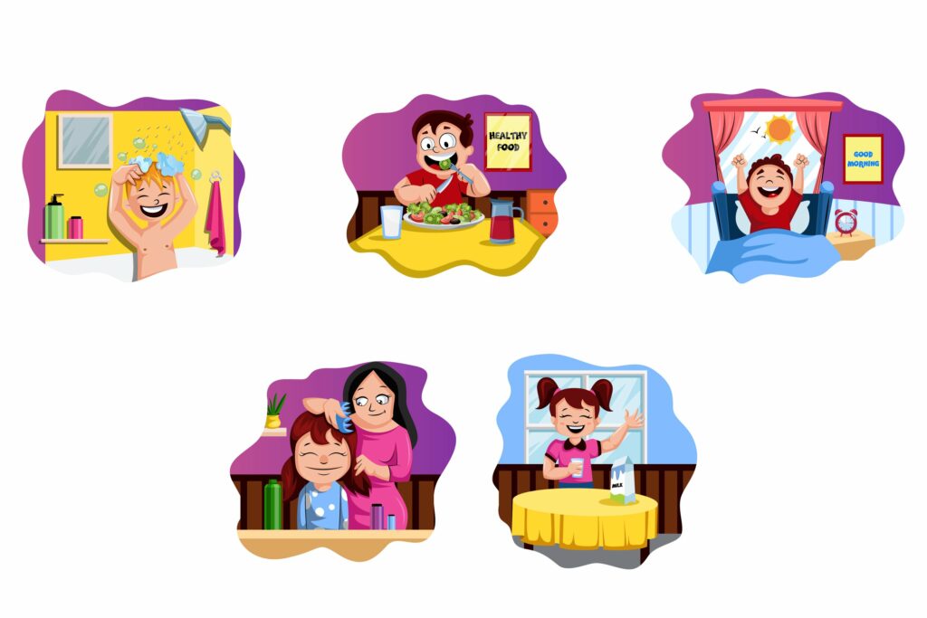 5 Good Habit Scenes Illustrations – MasterBundles