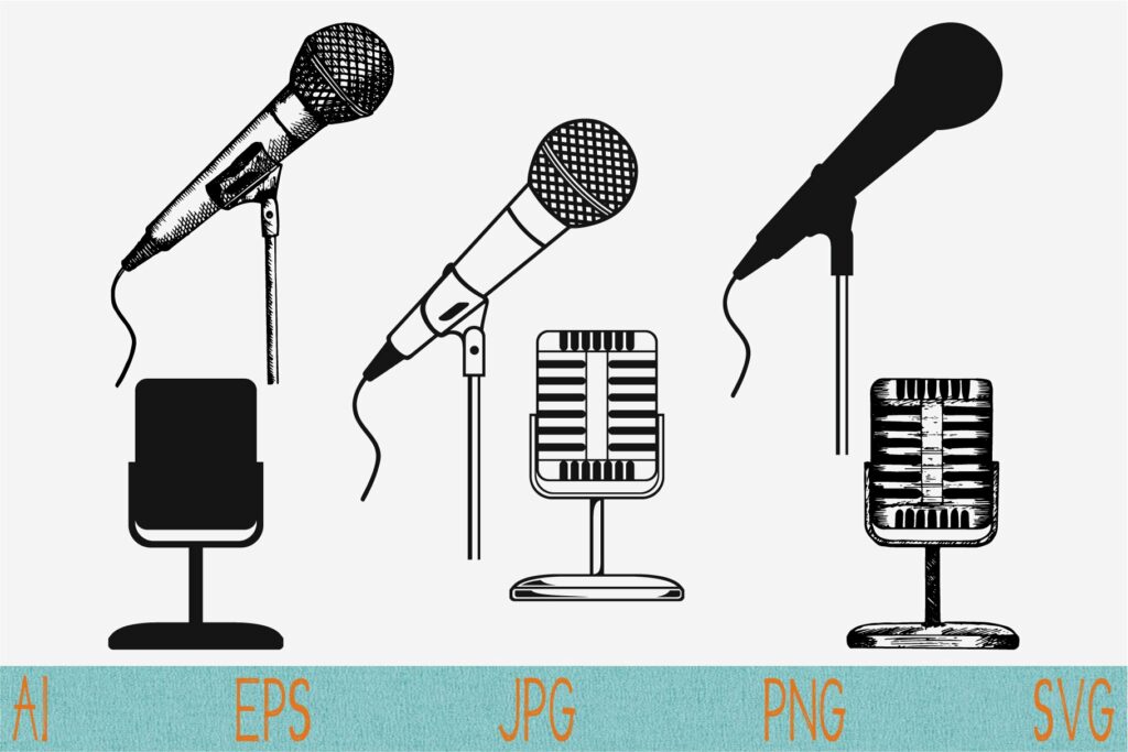 Microphone on a Stand Set Vector SVG – MasterBundles