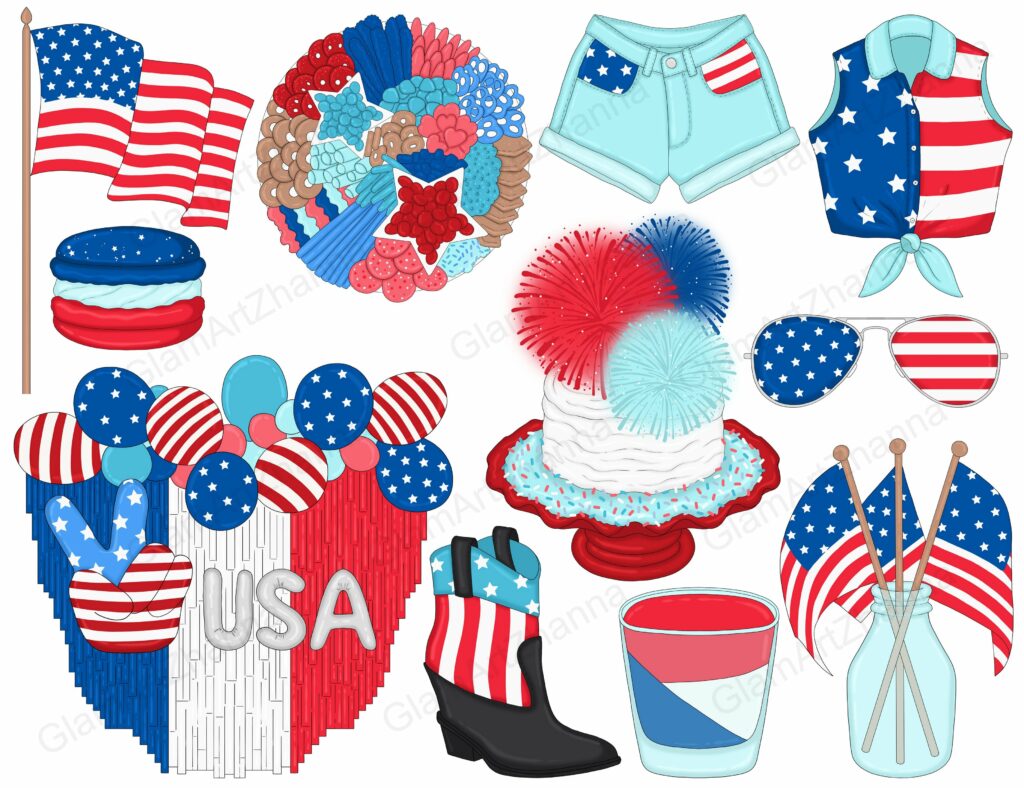 4th of July Bright Clipart – MasterBundles