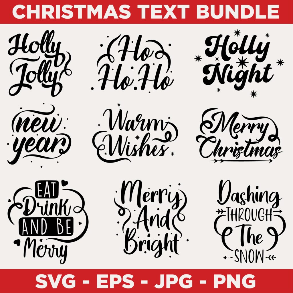 Merry Christmas SVG Text Bundle - MasterBundles