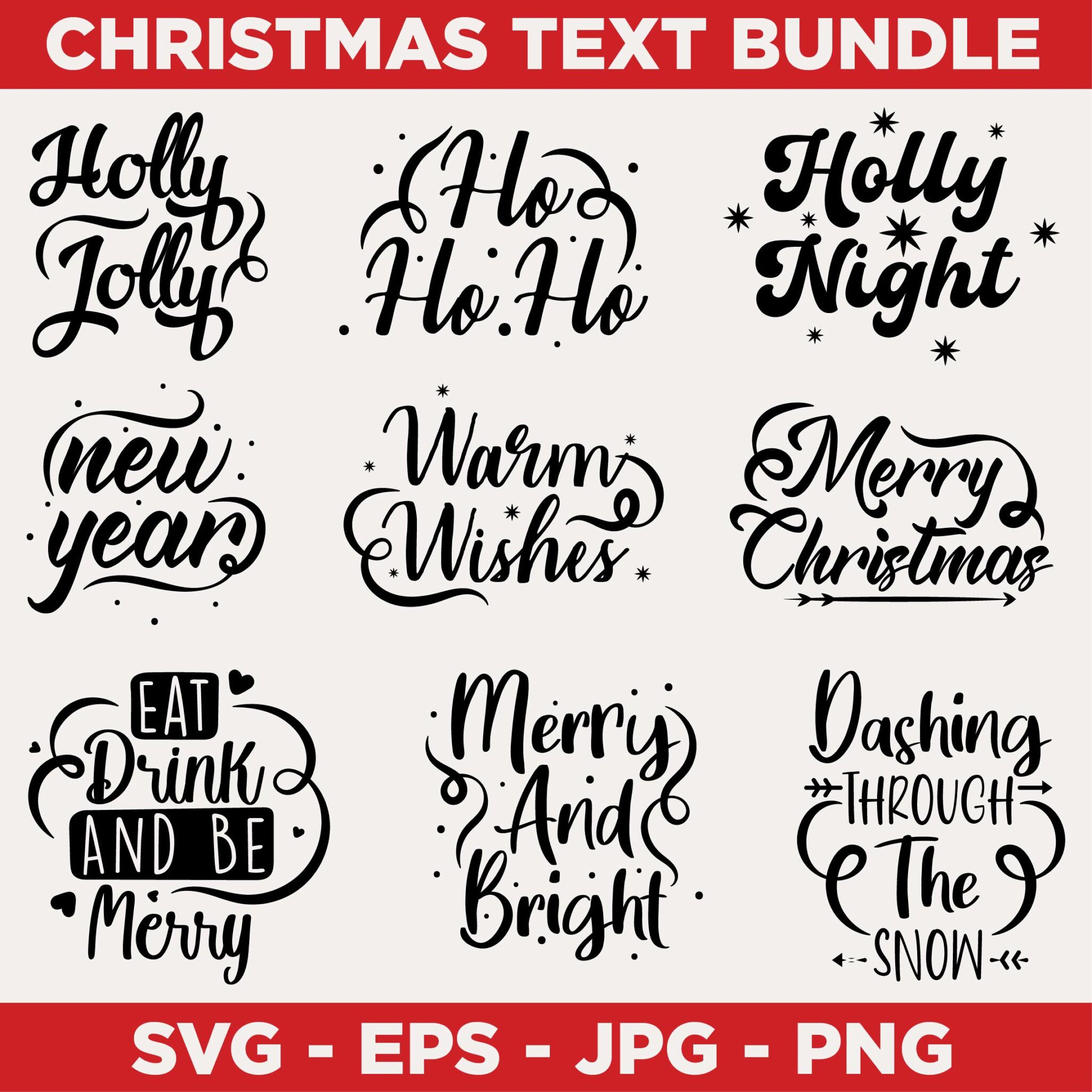 Merry Christmas SVG Text Bundle - MasterBundles