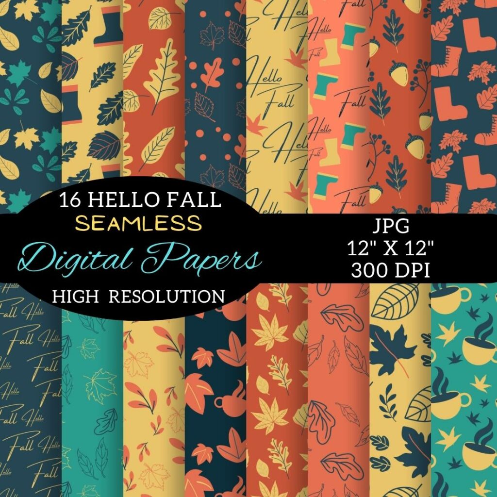 Fall Digital Paper Patterns Design - MasterBundles