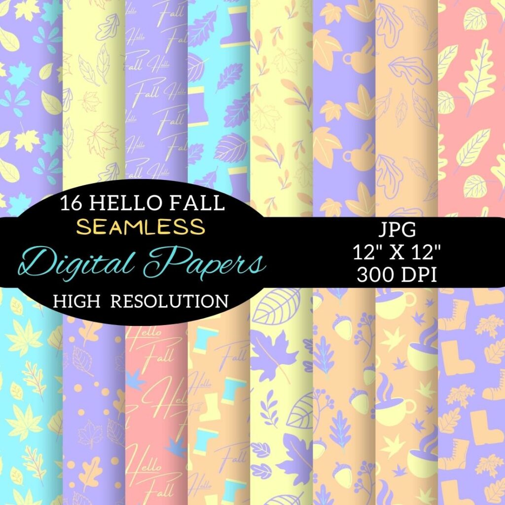 Boho Autumn Digital Paper Patterns Design - MasterBundles
