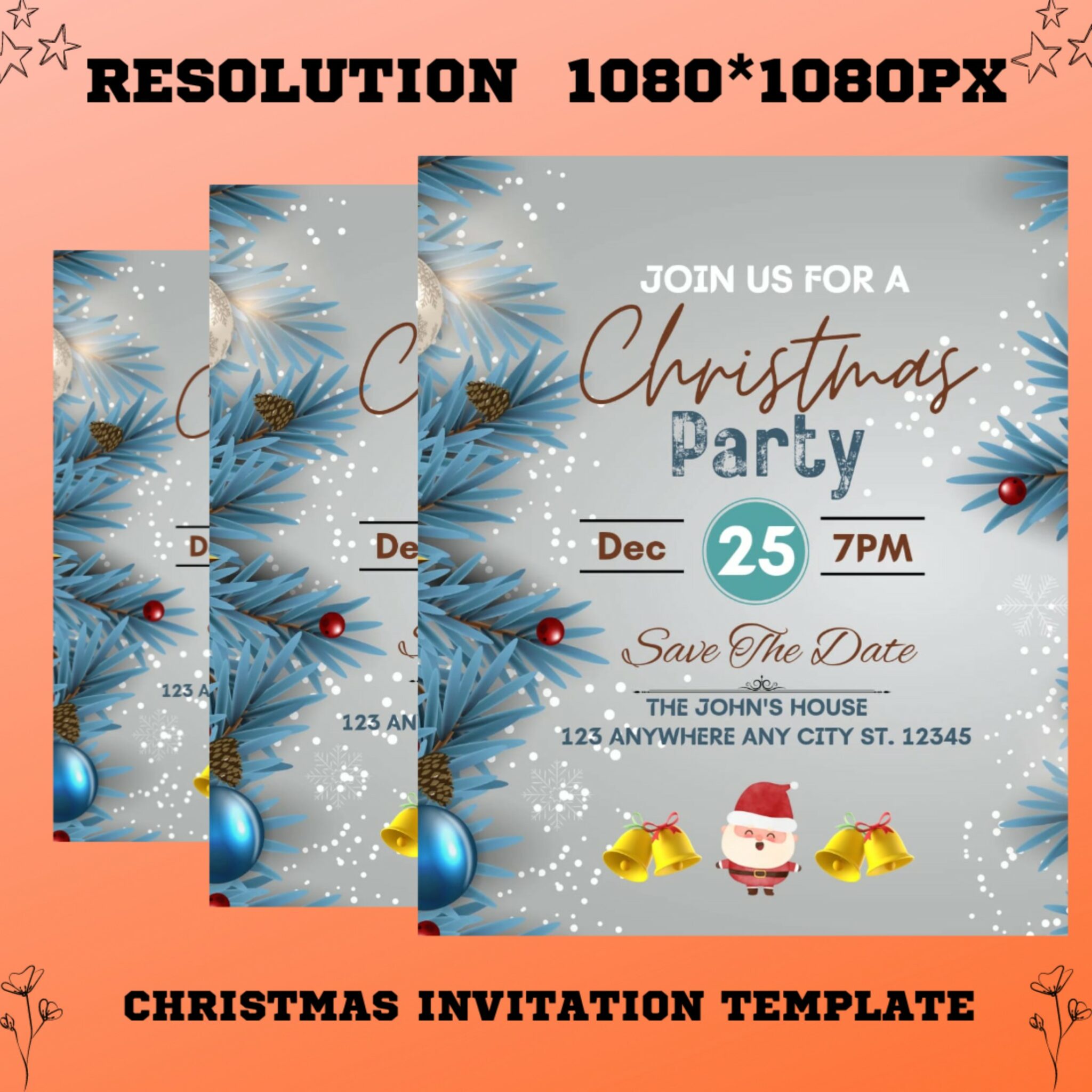 CHRISTMAS INVITATION TEMPLATE/INVITATION TEMPLATE - MasterBundles