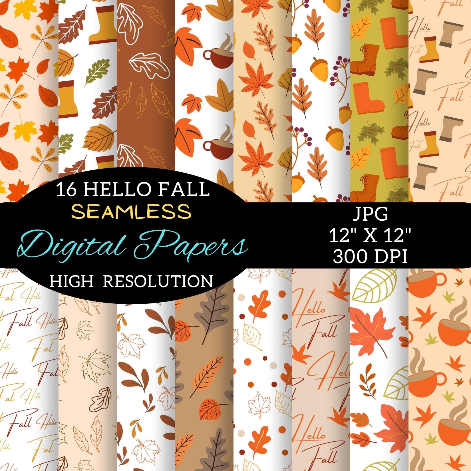 Hello Fall Digital Papers Patterns Design - MasterBundles