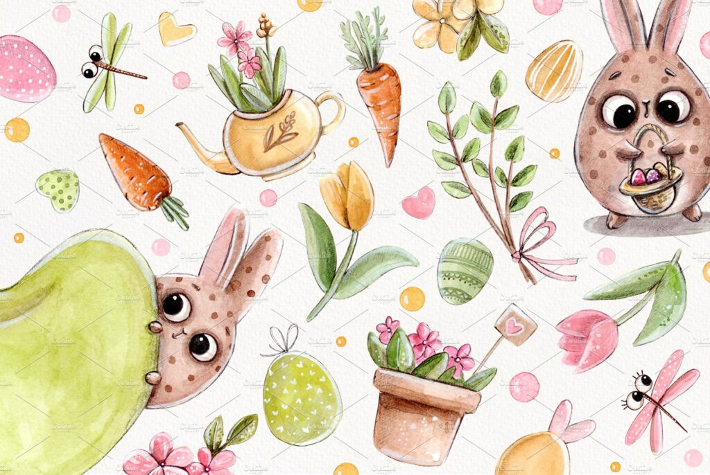 Funny Easter Bunny Set +6 Patterns – MasterBundles