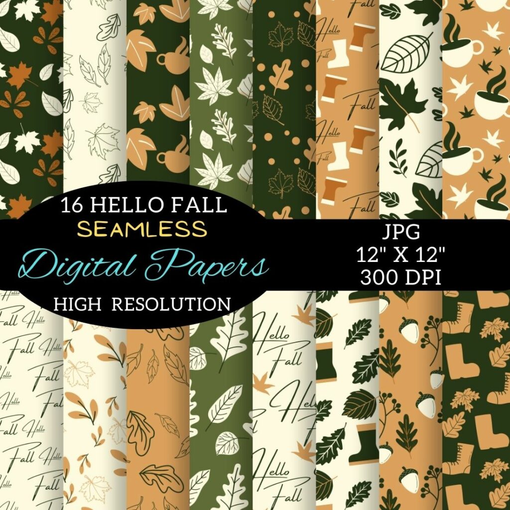Fall Digital Paper Patterns Design - MasterBundles