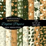 Fall Digital Paper Patterns Design | MasterBundles