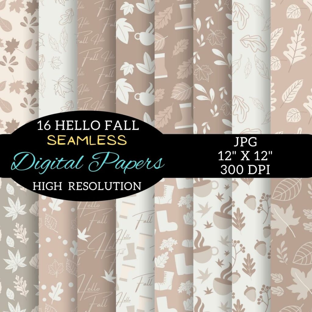 Boho Fall Digital Paper Patterns Design - MasterBundles