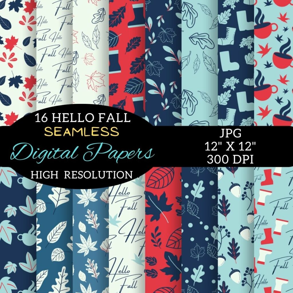 Fall Autumn Digital Paper Pattern Design - MasterBundles