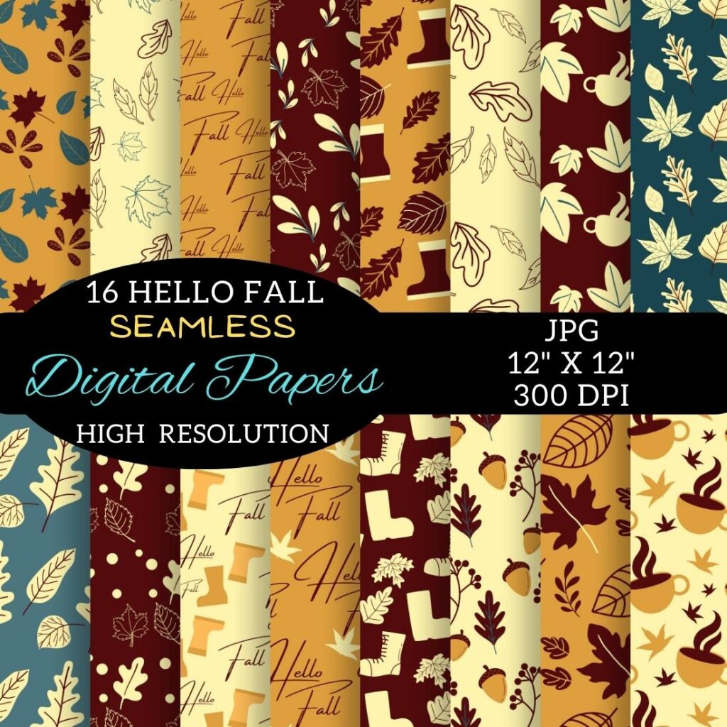 Autumn Digital Paper Patterns Design - MasterBundles