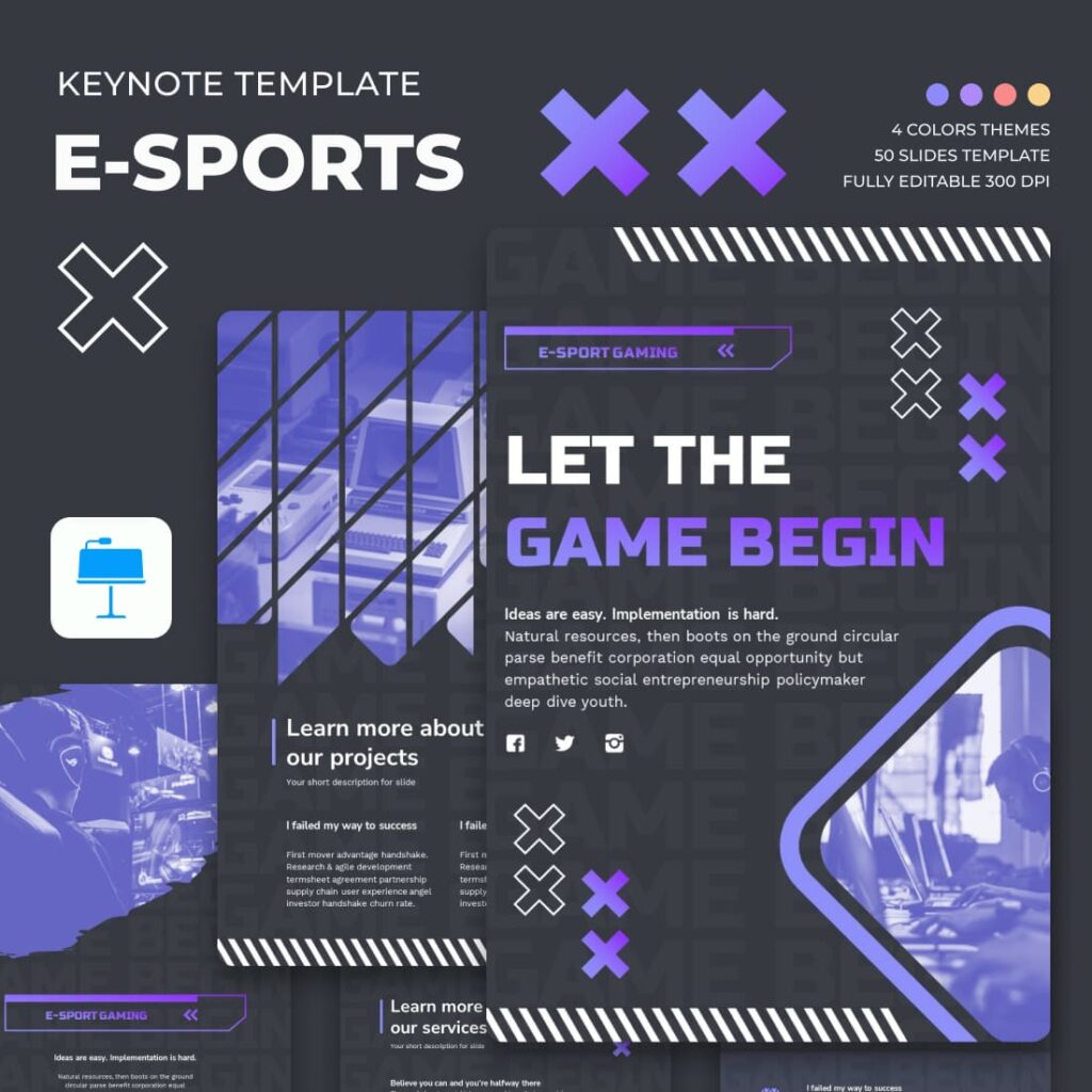 eSports Vertical Keynote Template: 50 slides – MasterBundles