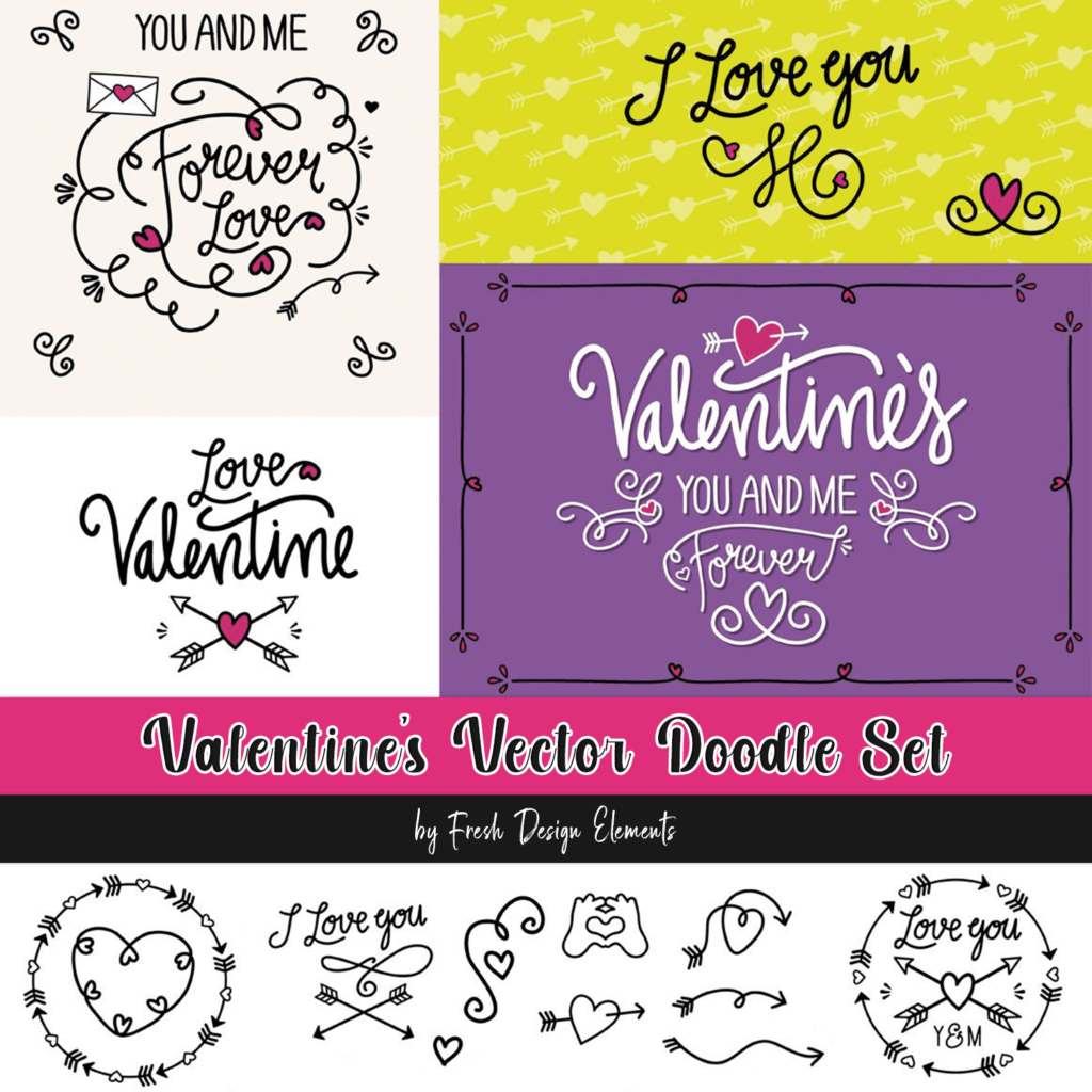 Valentine's Vector Doodle Set – MasterBundles