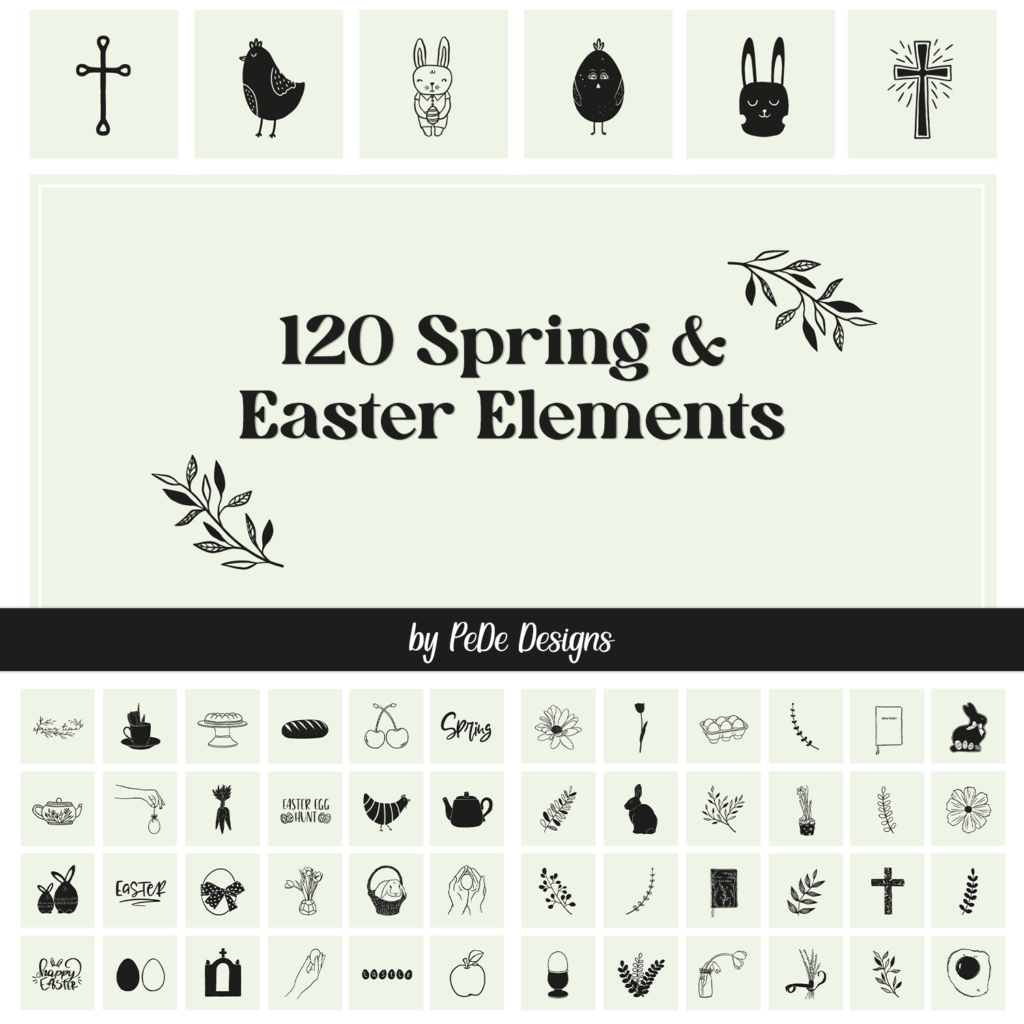 120 Spring & Easter Elements – MasterBundles