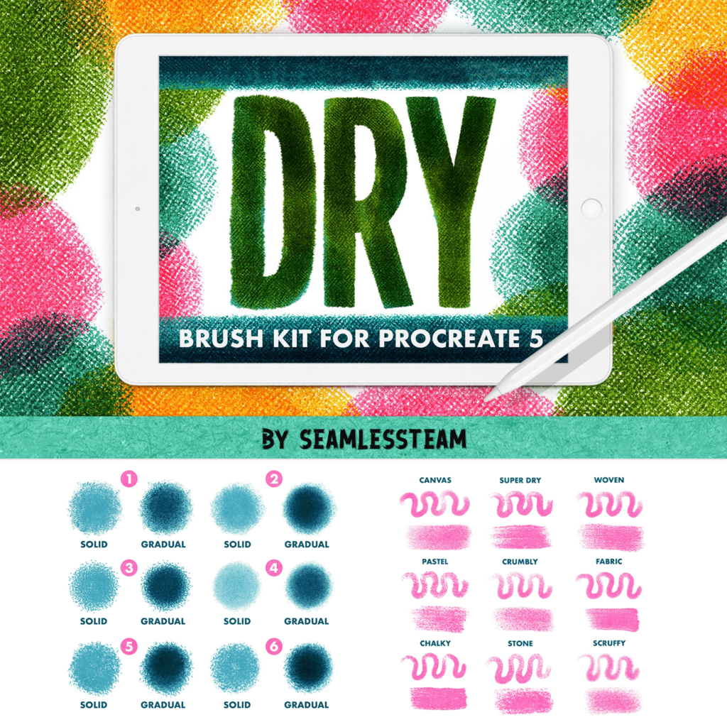 40 Dry Brush Kit For Procreate 5 – MasterBundles
