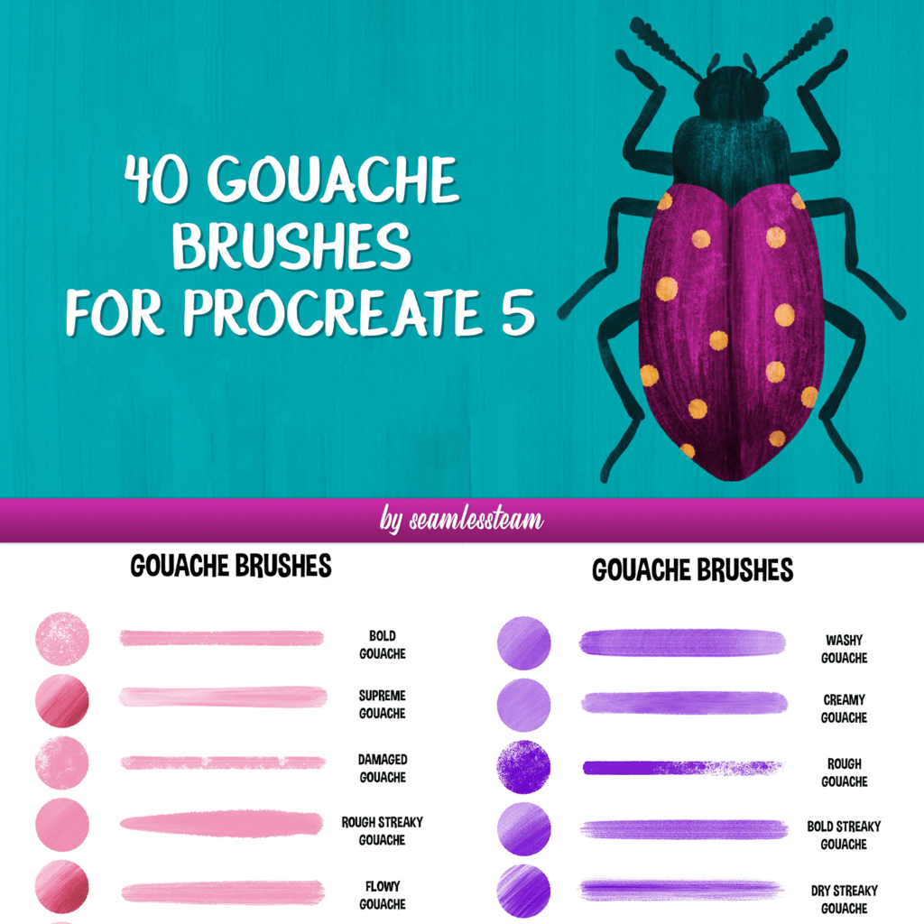 40 Gouache Brushes For Procreate 5 – MasterBundles