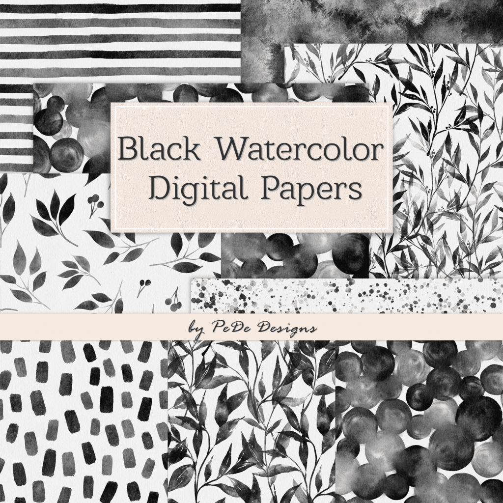 Black Watercolor Digital Papers – MasterBundles