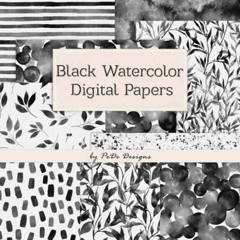 Black Watercolor Digital Papers – MasterBundles