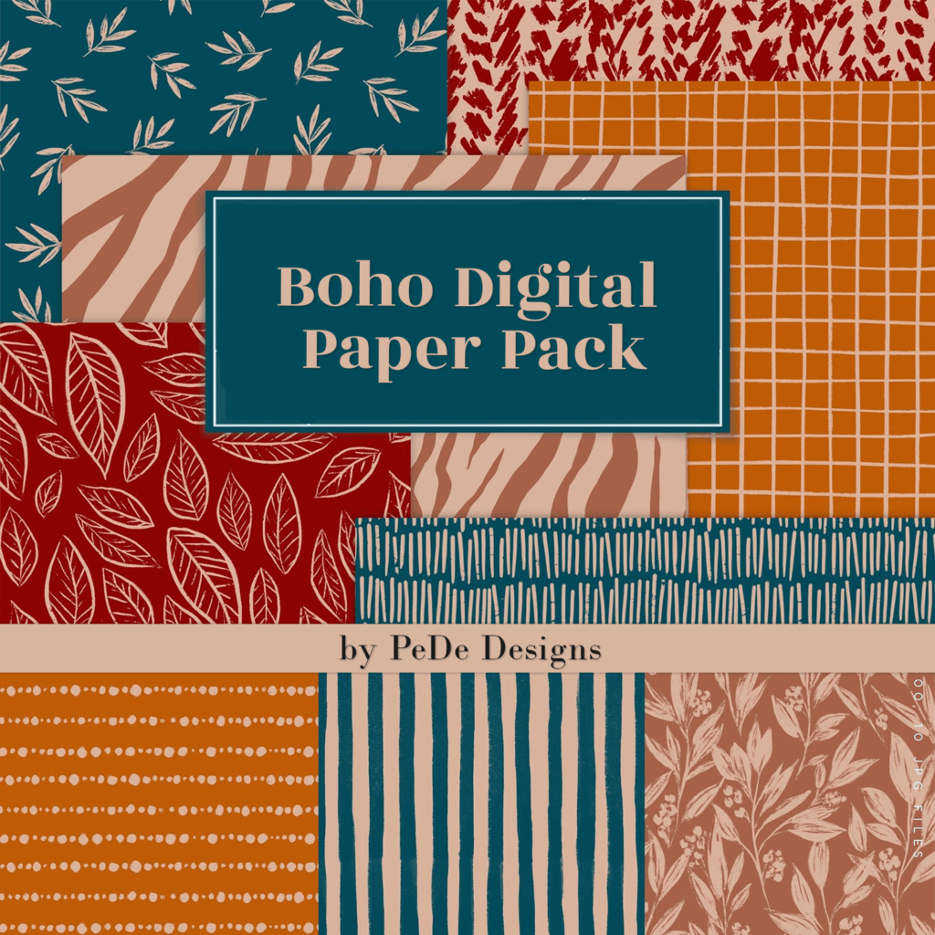 Boho Digital Paper Pack – MasterBundles