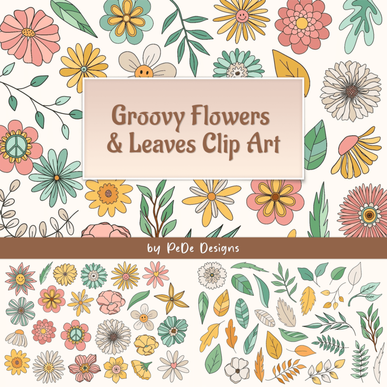 Groovy Flowers & Leaves Clip Art – MasterBundles
