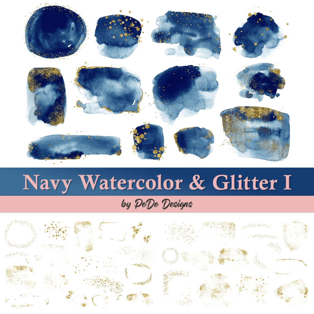 Navy Watercolor & Glitter I – MasterBundles