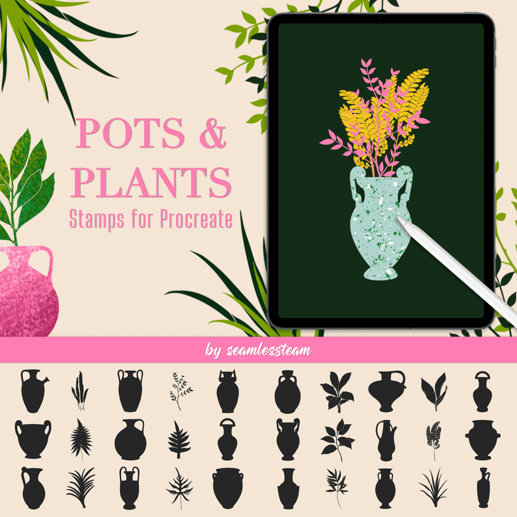 Pots and Plants Stamps for Procreate – MasterBundles